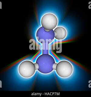Hydrazine. Molecular model of the nitrogen hydride chemical hydrazine ...