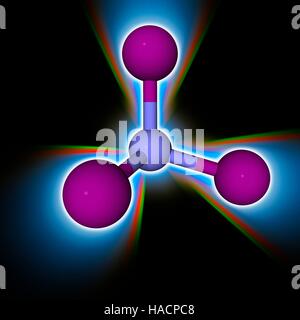 Nitrogen triiodide. Molecular model of the explosive chemical nitrogen ...