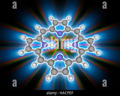 Porphin. Molecular model of the organic compound porphin (C20.H14.N4 ...