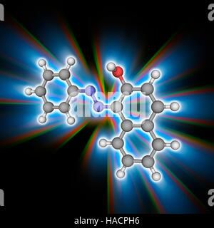 Sudan I. Molecular model of the dye and organic compound Sudan I (C16 ...