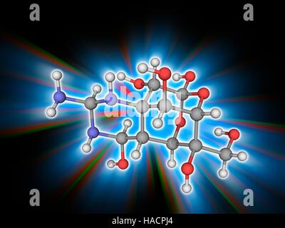 Tetrodotoxin (TTX) pufferfish neurotoxin molecule. Atoms are Stock ...