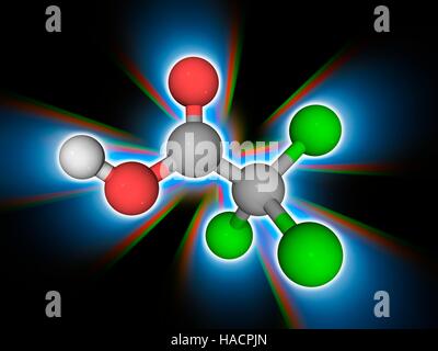 Trichloroacetic acid. Molecular model of the chemical compound and ...