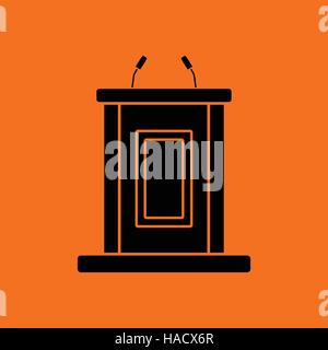 Witness stand icon. Orange background with black. Vector illustration ...