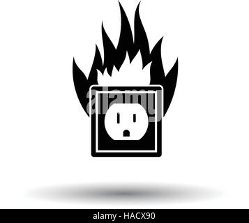 Electric outlet fire icon. White background with shadow design. Vector ...