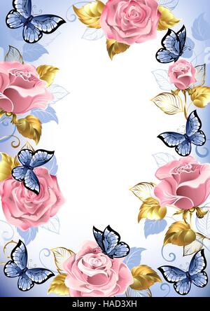 Gold frame on pink patterned background vector Stock Vector Image & Art ...