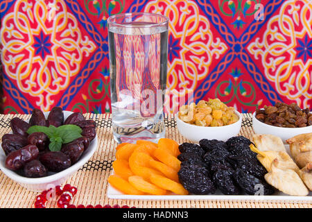 Islamic rosary with dates fruits and tea. Ramadan Kareem concept Stock ...