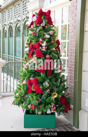 Beautiful Decorated Christmas tree on a darl background Stock Photo - Alamy