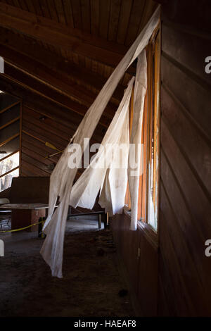 old ripped white curtains Stock Photo - Alamy