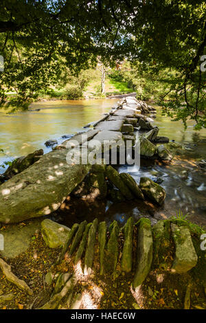 River Barle in autumn at Tarr Steps, Exmoor National Park, Somerset ...