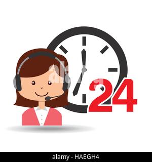 female call center 24 clock service vector illustration eps 10 Stock ...