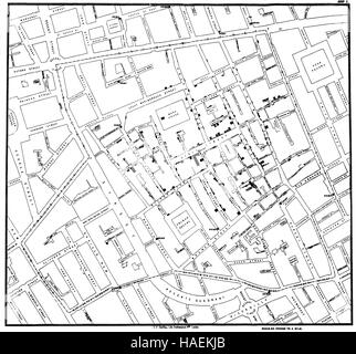 1854 Broad Street Cholera Outbreak, Soho, London by Dr John Snow, 1874 ...