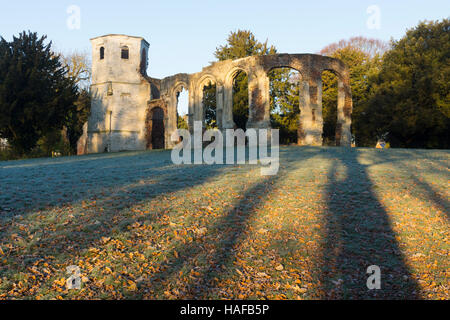 The ruined chapel of the Holy Ghost Cemetery on a cold and frosty ...