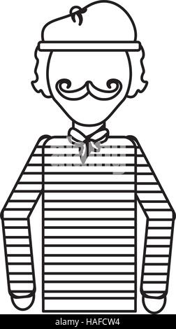 Men french beret and mustache icon in flat style. Vector illustration ...