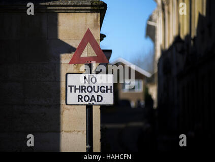 No Through Road sign, with sign warning that turning is not Stock Photo ...