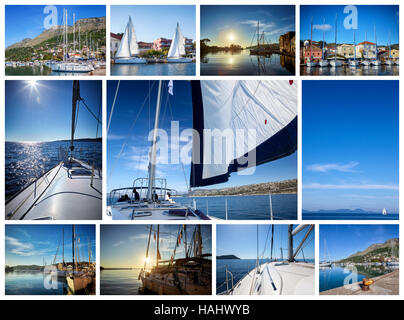 Yacht collage.Sailboat.Yachting concept Stock Photo - Alamy
