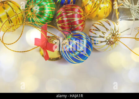 Christmas fir snow mistletoe and bauble background border. Traditional ...