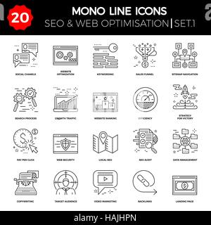 Thin Line Icons Set of Search Engine Optimization Stock Vector Image ...