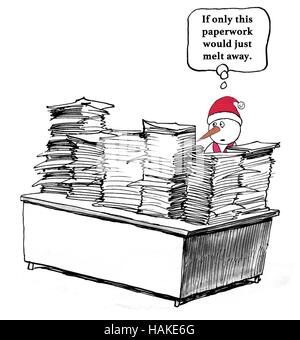 Business cartoon about too much paperwork Stock Photo - Alamy