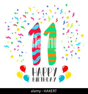 11 years birthday. Number with festive candle for holiday cake. eleven ...