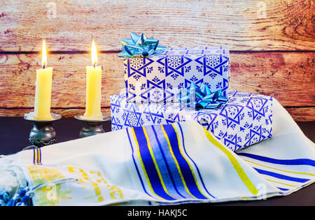 Candles lit to celebrate the Jewish Sabbath on Friday night, erev ...