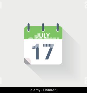 Icon calendar day - 17 July. 17th days of the month, vector ...
