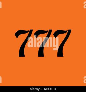 777 icon. Orange background with black. Vector illustration Stock ...