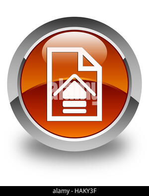 Upload (document icon) isolated on 3d purple round button abstract ...