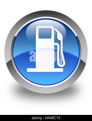 Fuel dispenser icon isolated on glassy blue round button abstract ...