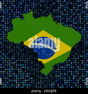 Brazil map flag on hex code illustration Stock Photo - Alamy