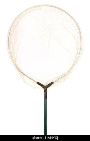 One green landing net isolated on white background Stock Photo - Alamy