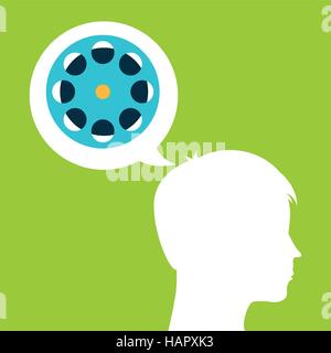 film reel silhouette head think movie vector illustration eps 10 Stock ...