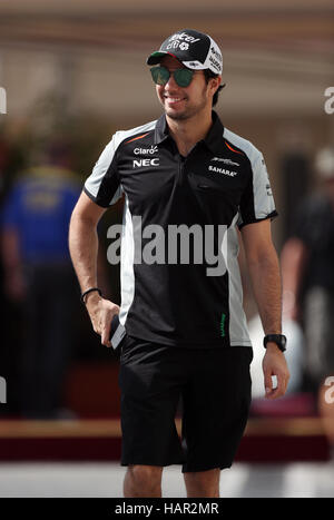 the Force India of Sergio Perez during the Formula 1 tests at the ...