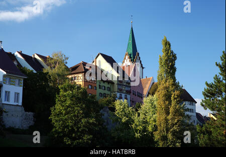 The town of Engen in the Hegau landscape, at back the volcano ...