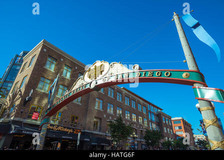 Gaslamp Quarter sign/marquee. Downtown San Diego, California, USA Stock ...