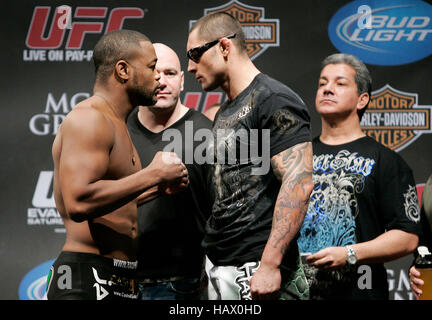 UFC fighter Rashad Evans, left, and Thiago Silva at the UFC 108 weigh ...