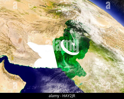 Pakistan from space on realistic model of planet Earth with country ...