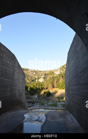 Round concrete underground tunnel of sewer, heating duct or water ...