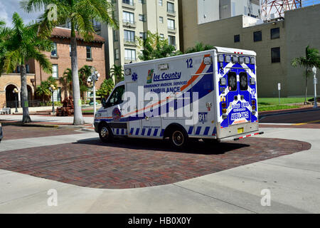 Ambulance of Lee County seen in Fort Myers, Florida, USA Stock Photo ...