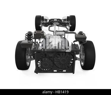 Car chassis with engine on white isolate. 3d rendering Stock Photo - Alamy
