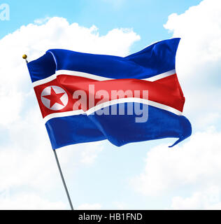 Korean flag waving in the sky. National Liberation Day of Korea concept ...