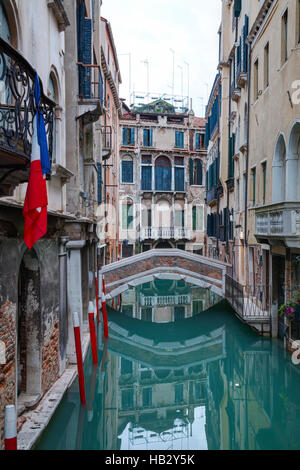 Narrow canal with bridge in Venice, Italy, HDR Stock Photo - Alamy