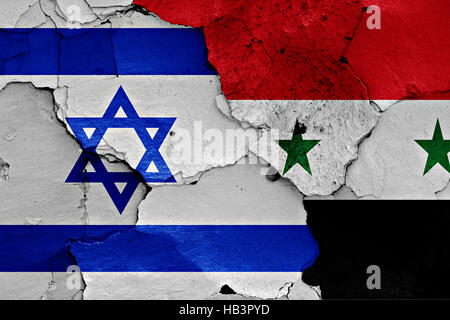 flags of Israel and Syria painted on cracked wall Stock Photo - Alamy