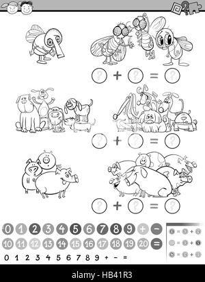 count and calculate game coloring page Stock Photo - Alamy