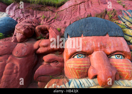 Aztec Art - Aztec stone sculptures depicting human faces Stock Photo ...