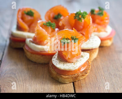 Norwegian Smoked Salmon Canapes with Cream Cheese Stock Photo - Alamy