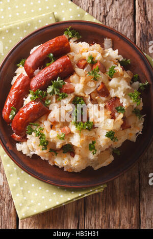 Dutch cuisine: stamppot from potatoes, sauerkraut and carrots, with ...