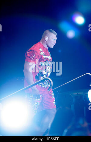 UFC fighter Brock Lesnar at the weigh ins for UFC 116 at the MGM Grand ...