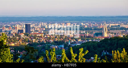 Zagreb lower town colorful panoramic view Stock Photo - Alamy