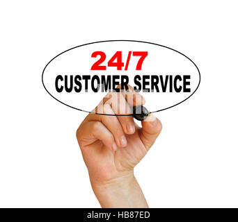 24/7 Support (customer care team) icon glassy orange button Stock Photo ...