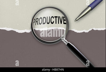 Word progress and productive symbol. Businessman turns cubes and ...